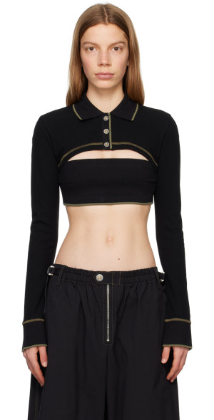 Dion Lee - Black Shrunken Snap Polo