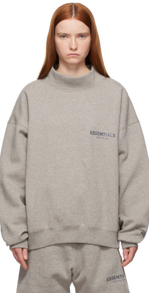 Fear of God ESSENTIALS - Grey Pullover Mockneck Sweatshirt