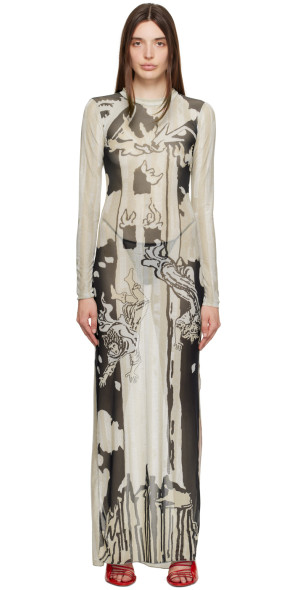 Feben - Beige & Black Tower Maxi Dress