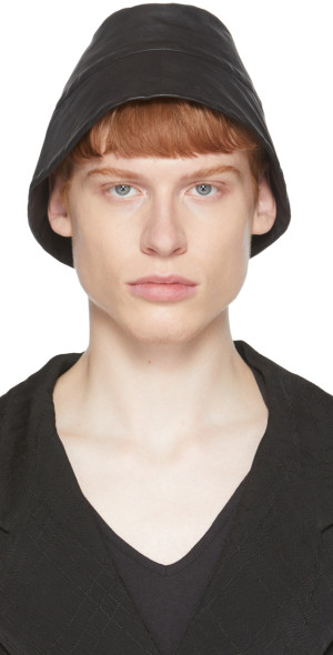 FREI-MUT - Black Leather Selim Bucket Hat