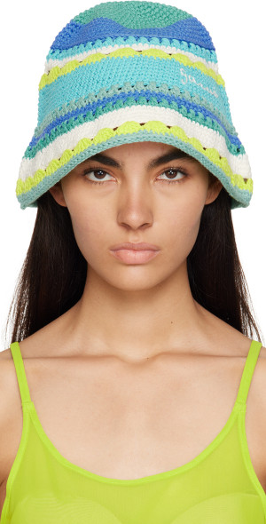 GANNI - Blue Striped Bucket Hat
