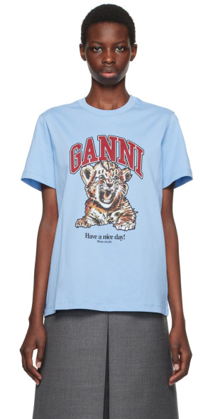 GANNI - Blue Tiger T-Shirt