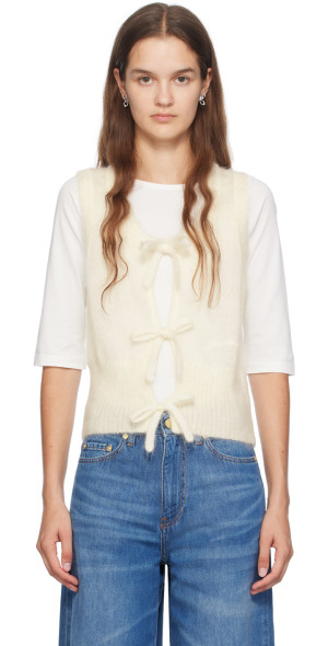 GANNI - Off-White Light Mohair Tie String Vest