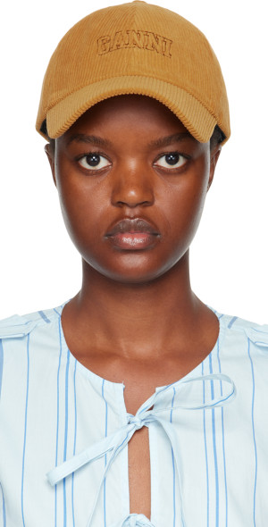 GANNI - Tan Embroidered Cap
