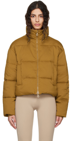 Girlfriend Collective - Tan Cropped Puffer Jacket