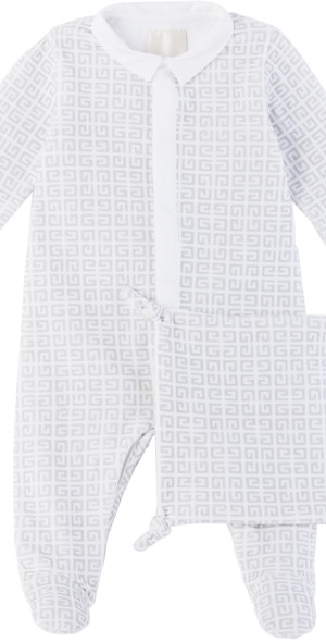Givenchy - Baby White 4G Jumpsuit & Cloth Set