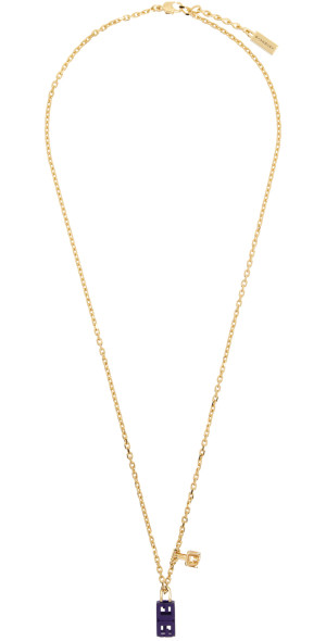 Givenchy - Gold & Blue G Cube Necklace