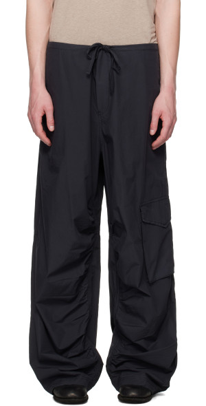 HOPE - Black Loose Drawstring Collapse Cargo Pants
