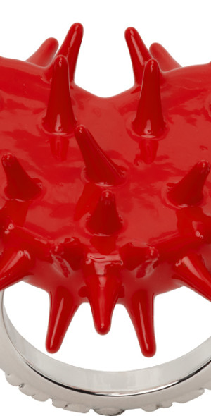 HUGO KREIT - Silver & Red Spiky Heart Ring