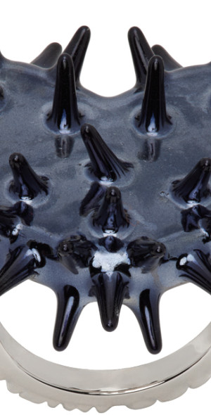 HUGO KREIT - SSENSE Exclusive Silver & Black Spiky Heart Ring