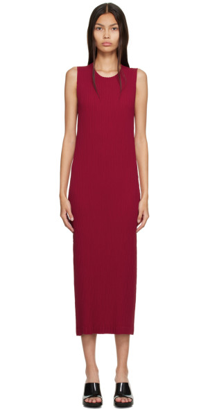 Issey Miyake - Red Hatching Maxi Dress