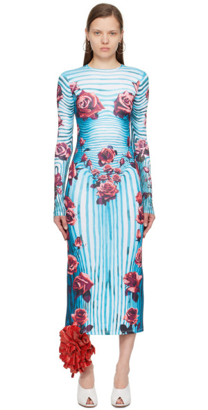 Jean Paul Gaultier - Blue & Red Flower Body Morphing Maxi Dress