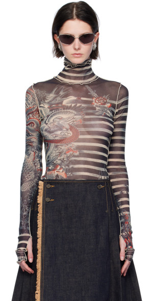 Jean Paul Gaultier - Navy Mariniere Turtleneck
