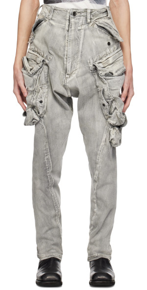 Julius - Gray Gas Mask Denim Cargo Pants