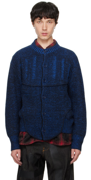 Juntae Kim - Black & Blue Two-Tone Corset Cardigan