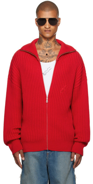 LU'U DAN - Red Slacker Rib Sweater