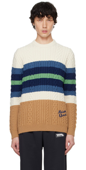 Maison Kitsuné - Multicolor Striped Cable Sweater