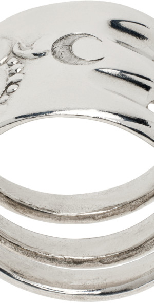 Marine Serre - Silver Regenerated Forks Ring