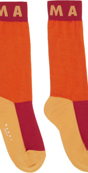 Marni - Orange Colorblocked Socks