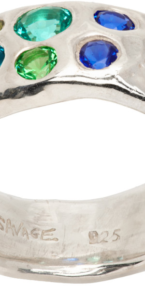 Millie Savage - Silver Aqua Scatter Band Ring