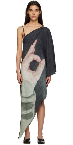 MM6 Maison Margiela - Black Hand Sign Midi Dress