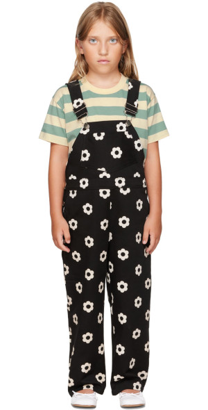 même. - SSENSE Exclusive Kids Black Daisy Overalls