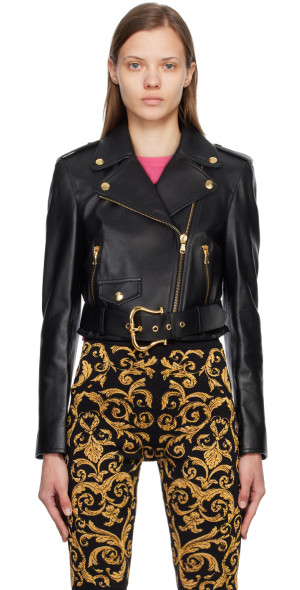 Moschino - Black 'Gilt Without Guilt' Leather Jacket