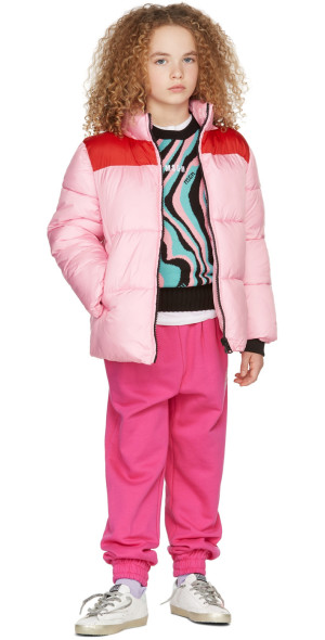 MSGM Kids - Kids Pink & Red Hooded Puffer Jacket
