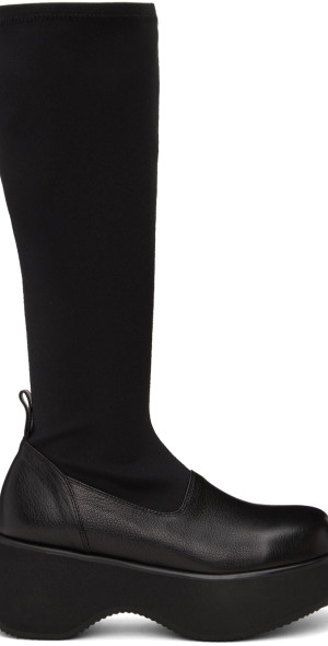 OPEN YY - Black Sock Knee-High Boots