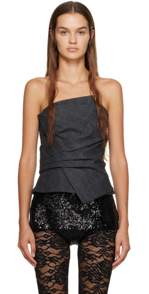 Puppets and Puppets - Gray & Black Wrap Camisole