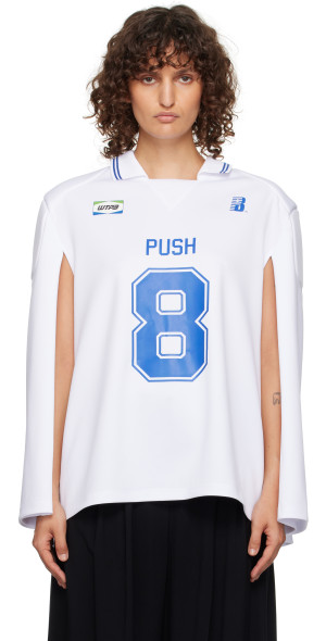 Pushbutton - White Cape Style Jersey Polo