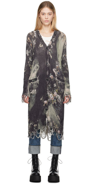 R13 - Black Distressed Long Cardigan