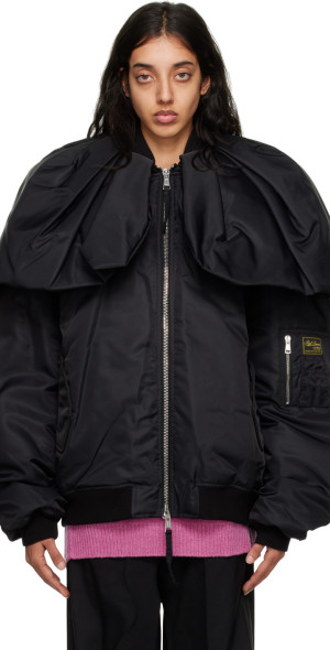 Raf Simons - Black Couture Drape Bomber Jacket