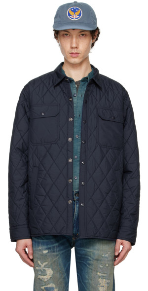 RRL - Navy Quilted Shirt Jacket