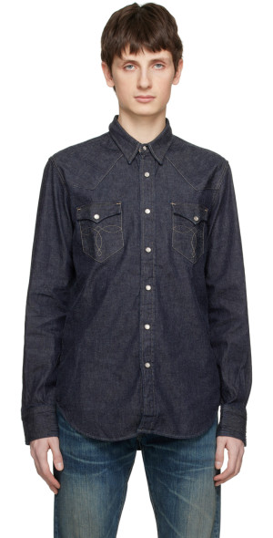 RRL - Navy Slim-Fit Denim Shirt