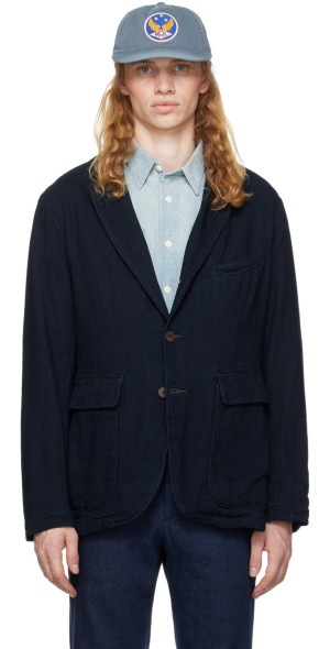 RRL - Navy Unconstructed Herringbone Sport Blazer