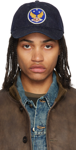 RRL - Navy Winged-Logo Denim Ball Cap