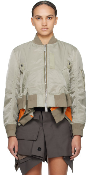 sacai - Khaki Asymmetric Bomber Jacket