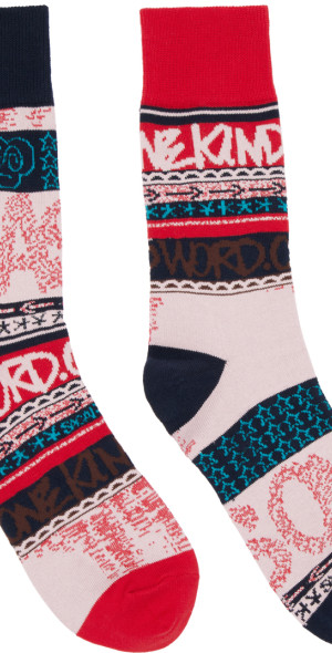 sacai - Red & Pink Eric Haze Edition Stripe Socks