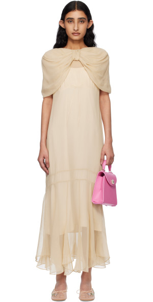 Simone Rocha - Beige Extended Bow Multi-Seam Maxi Dress