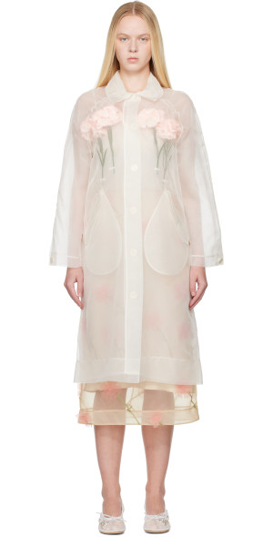 Simone Rocha - Off-White Stuffed Carnation Car Coat