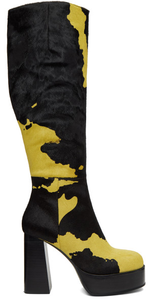 Sinead Gorey - Yellow Cow Print Boots