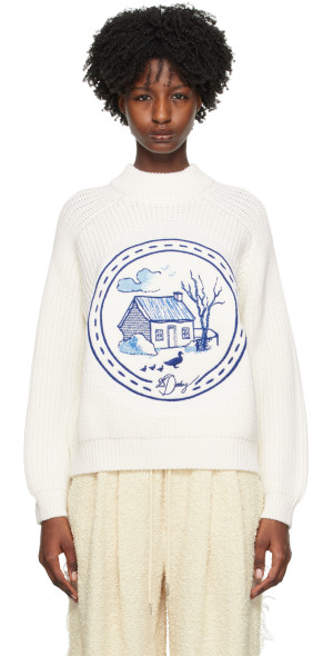 S.S.Daley - White Cottage Scene Sweater