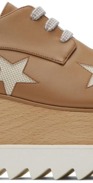 Stella McCartney - Tan Elyse Stars Platform Derbys
