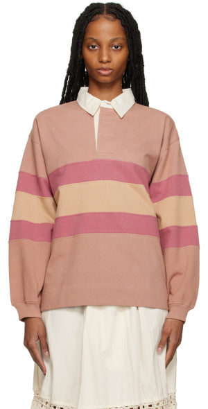 Story mfg. - Beige & Pink Climber Long Sleeve Polo