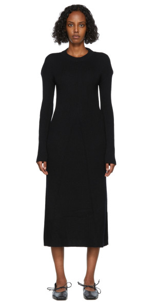 System - Black Knit Open Back Dress