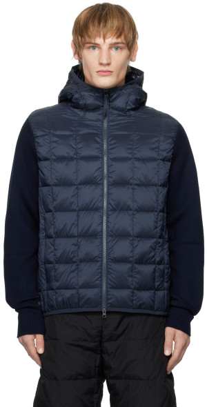 TAION - Navy Hood Knit Down Jacket