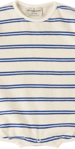 The Campamento - Baby Off-White & Blue Stripes Bodysuit