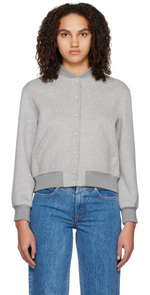 Theory - Gray Varsity Bomber Jacket