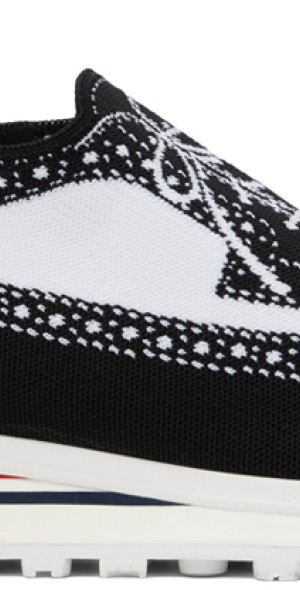Thom Browne - Black & White Trompe L'ail Longwing Sneakers
